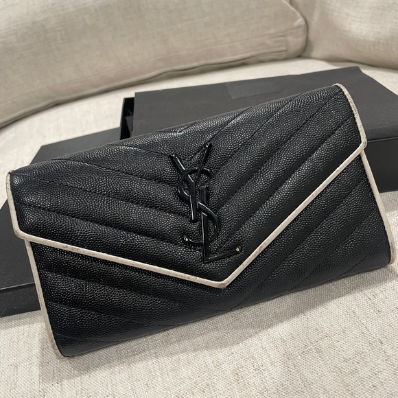 Yves Saint Laurent | Bags | Ysl Monogram Large Flat Envelope Wallet ...